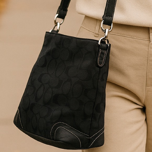 Coach | Bags | Coach Black Floral Crossbody Bag | Poshmark